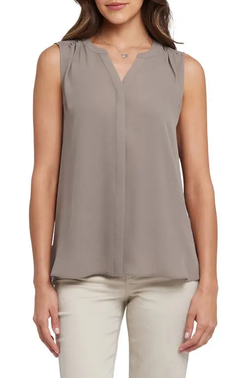 NYDJ Print Pleat-back Sleeveless Blouse - Saddlewood