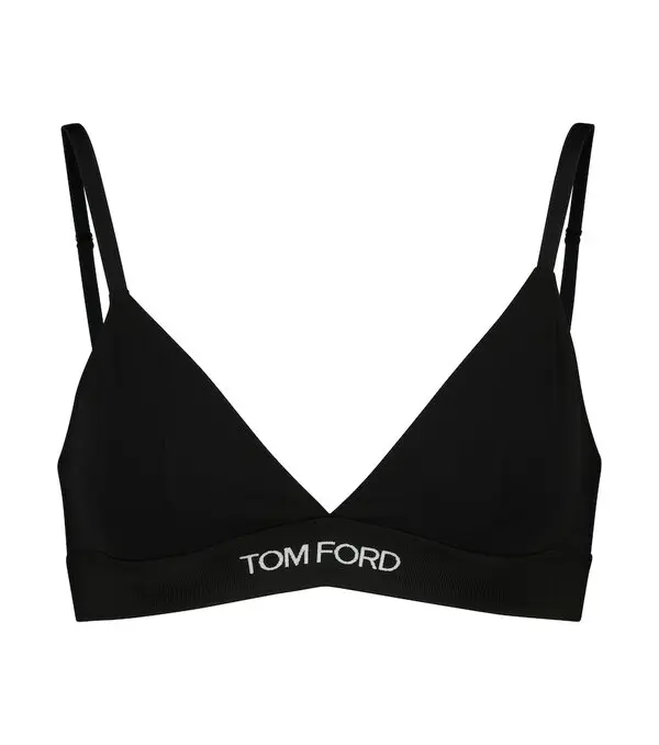TOM FORD Logo Stretch-jersey Triangle Bra - Black