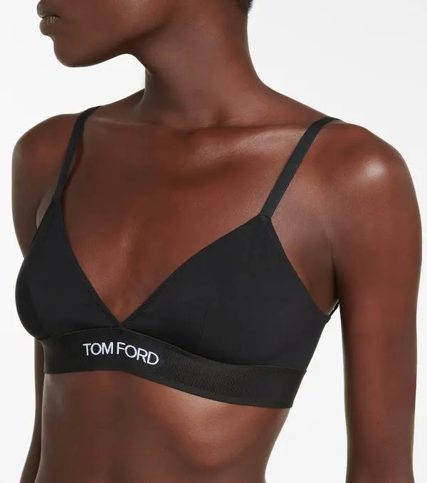 TOM FORD Logo Stretch-jersey Triangle Bra - Black