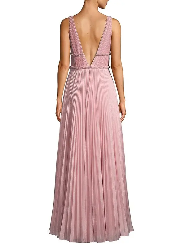 Basix Black Label Pleated Metallic A-line Gown