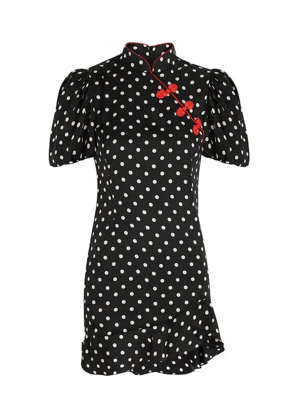 white christmas dresses Bambi Ruched Mini Dress Polka Dot White