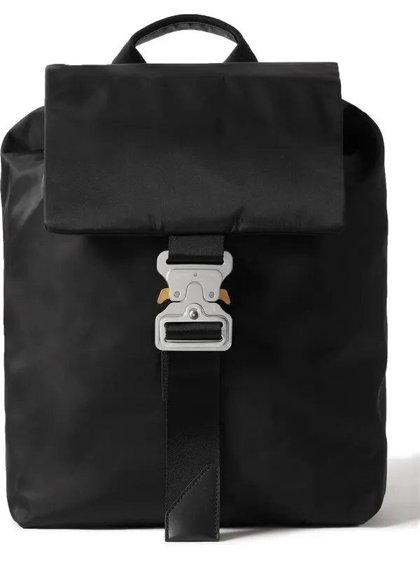 1017 Alyx 9sm Leather-Trimmed Nylon Backpack - Black | Editorialist