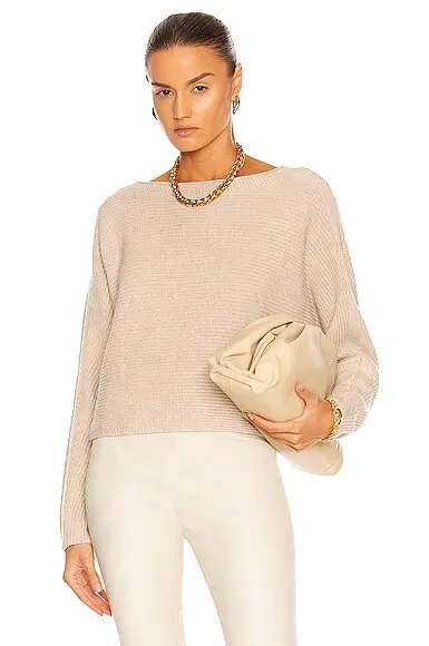 LE ORE Lodi Ribbed Knit Pullover Sweater In Beige