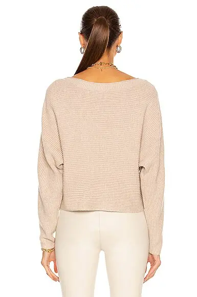 LE ORE Lodi Ribbed Knit Pullover Sweater In Beige