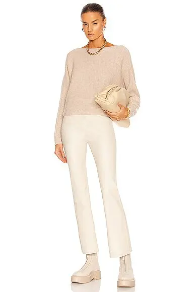 LE ORE Lodi Ribbed Knit Pullover Sweater In Beige