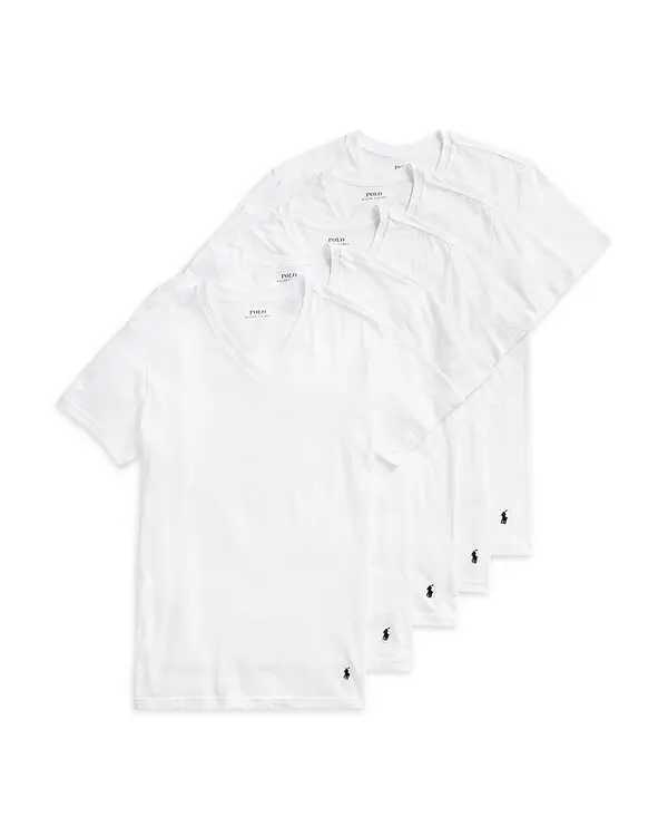 Polo Ralph Lauren Slim Fit V-neck Undershirt, Pack Of 5 - White