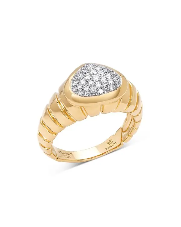 Marina B 18k Yellow Gold Diamond Pave Cluster Ring - White/gold