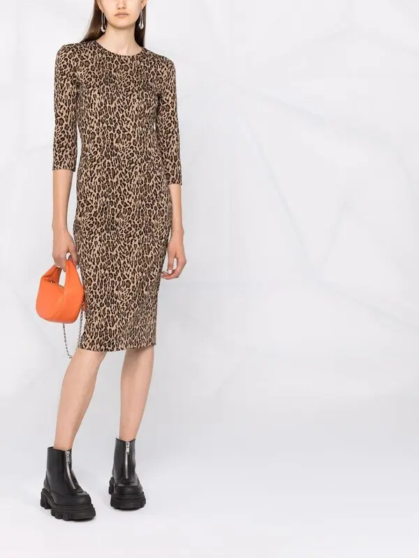 Pinko Leopard-print Midi Shift Dress