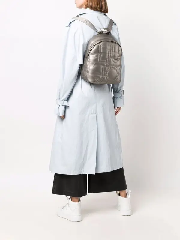 Liu Jo Quilted-logo Metallic-effect Backpack