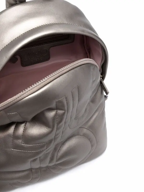 Liu Jo Quilted-logo Metallic-effect Backpack