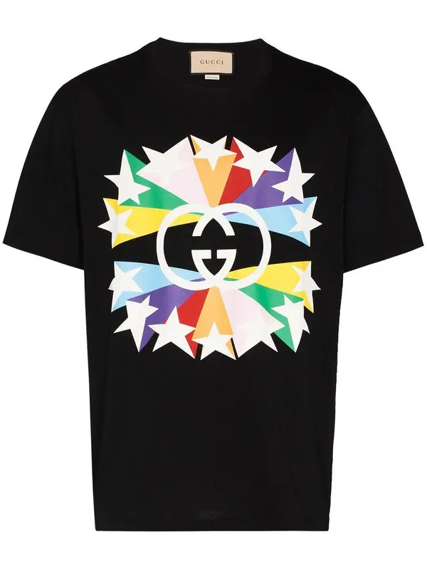 Gucci Star Burst Interlocking G Cotton T-Shirt - Black | Editorialist