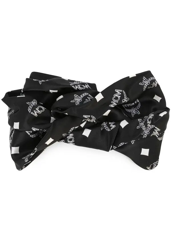 Mcm Monogram-print Silk Satin Headband