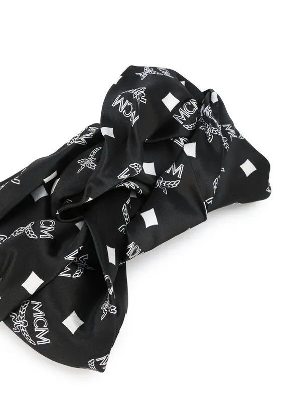 Mcm Monogram-print Silk Satin Headband