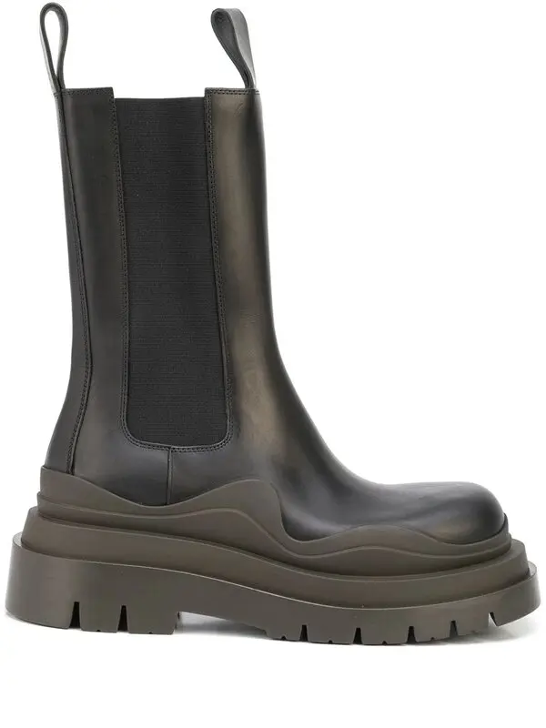 Bottega Veneta Tire Leather Ankle Boots