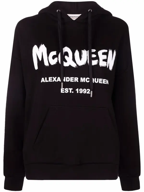Alexander McQueen Logo-print Cotton Hoodie - Black