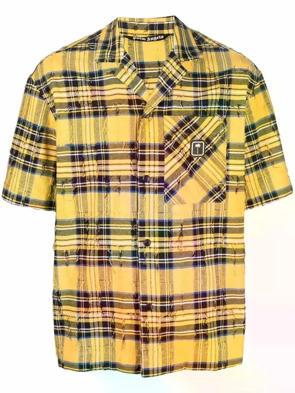 Palm Angels Palm Patch Plaid Shirt - Yellow