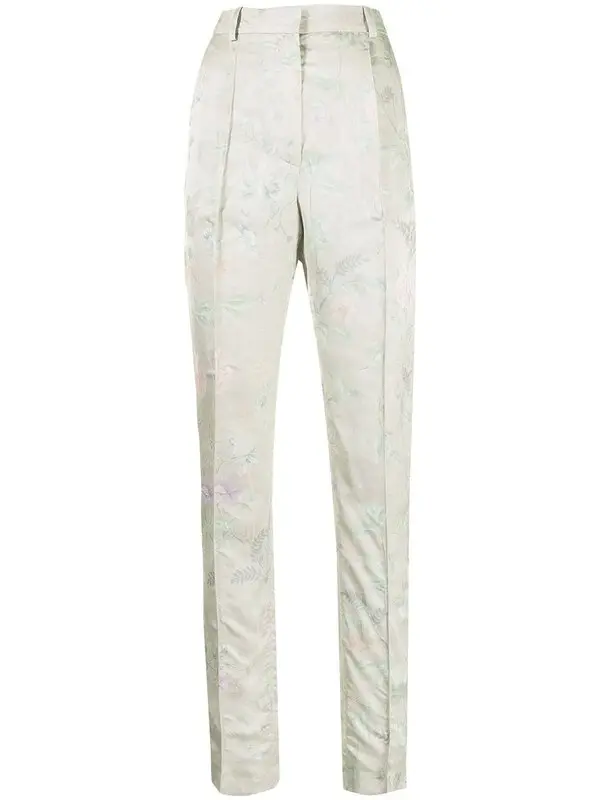Shanghai Tang X Yuni Ahn Floral Jacquard Skinny Trousers - Green
