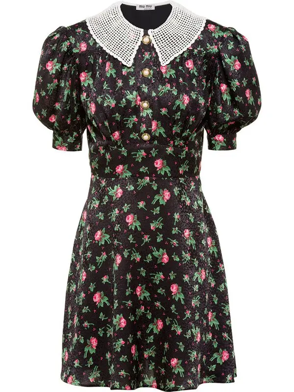 green emerald velvet dress Simone Rocha - Beaded A-Line T-Shirt Dress with Trim in White main image 1