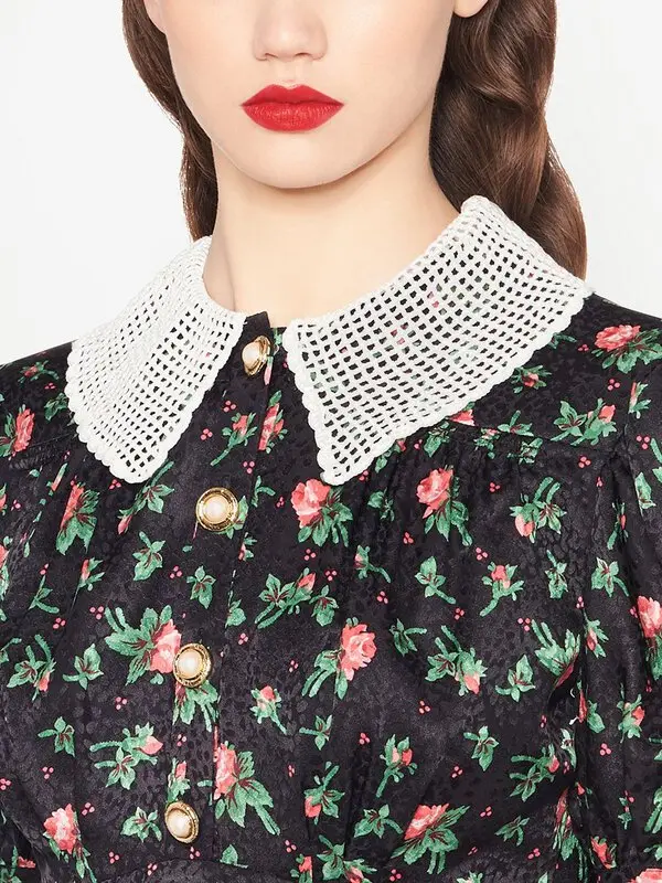 Miu Miu Puff-sleeve Floral-jacquard Dress