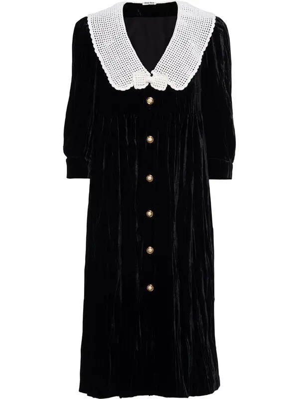 Miu Miu Collared Velvet Dress - Black | Editorialist