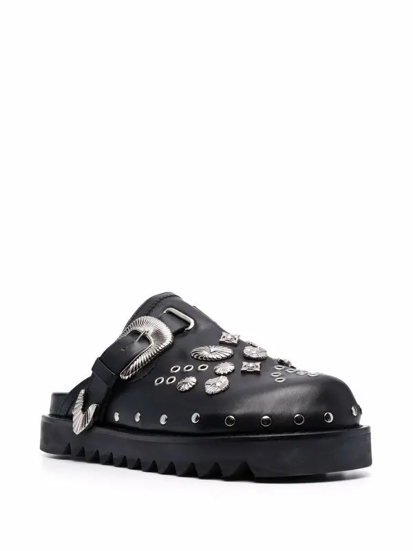 TOGA VIRILIS Embellished Leather Clogs - Black