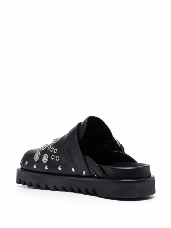 TOGA VIRILIS Embellished Leather Clogs - Black