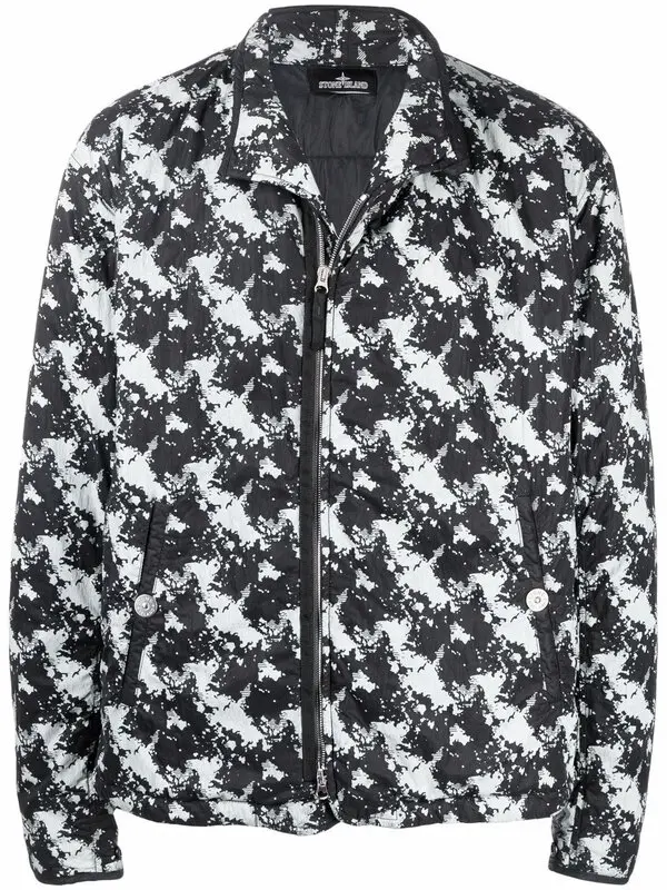 Stone Island Graphic Print Jacket - Black