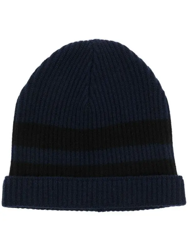 Cashmere In Love Bia Striped Beanie - Blue