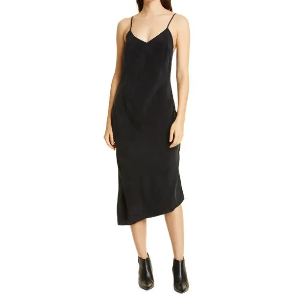 Ag Asymmetric Midi Slipdress - True Black