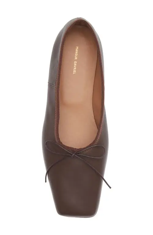 MANSUR GAVRIEL Square Toe Ballerina Flat - Chocolate