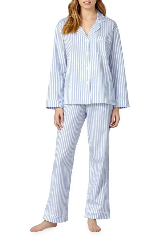 BEDHEAD PAJAMAS 3d Stripe Organic Cotton Sateen Pajamas - Blue