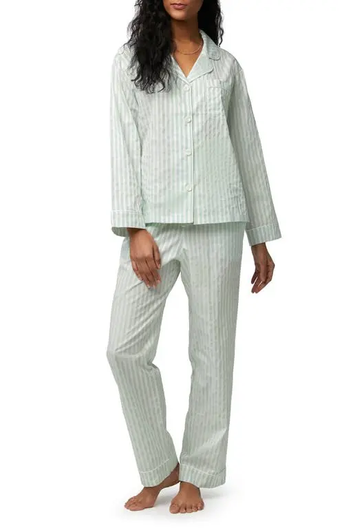BEDHEAD PAJAMAS 3d Stripe Organic Cotton Sateen Pajamas - Mint 3d Stripe