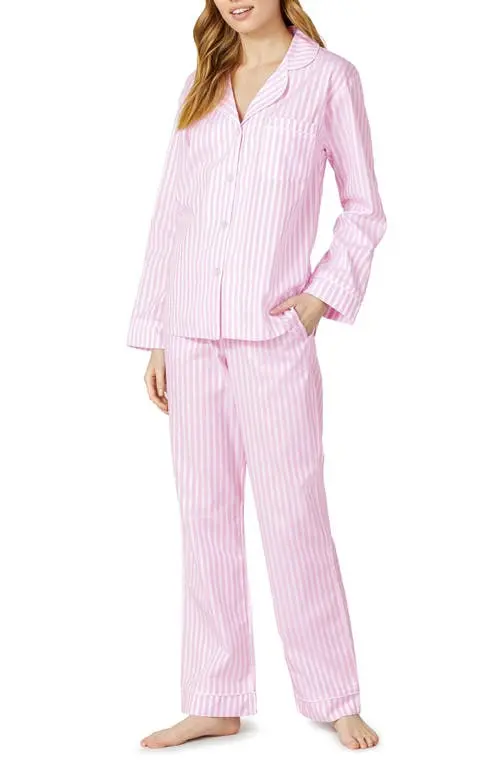 BEDHEAD PAJAMAS 3d Stripe Organic Cotton Sateen Pajamas - Pink