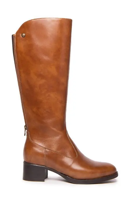 NEROGIARDINI Burnished Leather Knee High Boot - Cognac