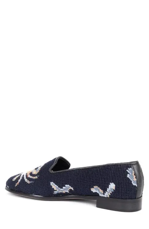 BYPAIGE Needlepoint Crab Flat - Navy