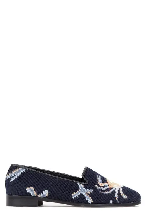 BYPAIGE Needlepoint Crab Flat - Navy