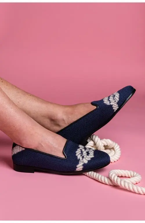 BYPAIGE By Paige Needlepoint Nautical Flats - Navy