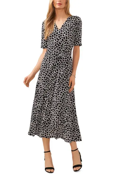 Chaus V-neck Tie Waist Knit Dress - Carnation