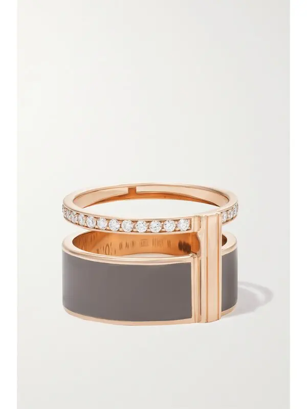REPOSSI Berbere 18-karat Lacquer And Diamond Ring - Brown