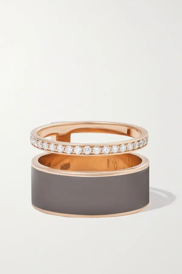 REPOSSI Berbere 18-karat Lacquer And Diamond Ring - Rose Gold