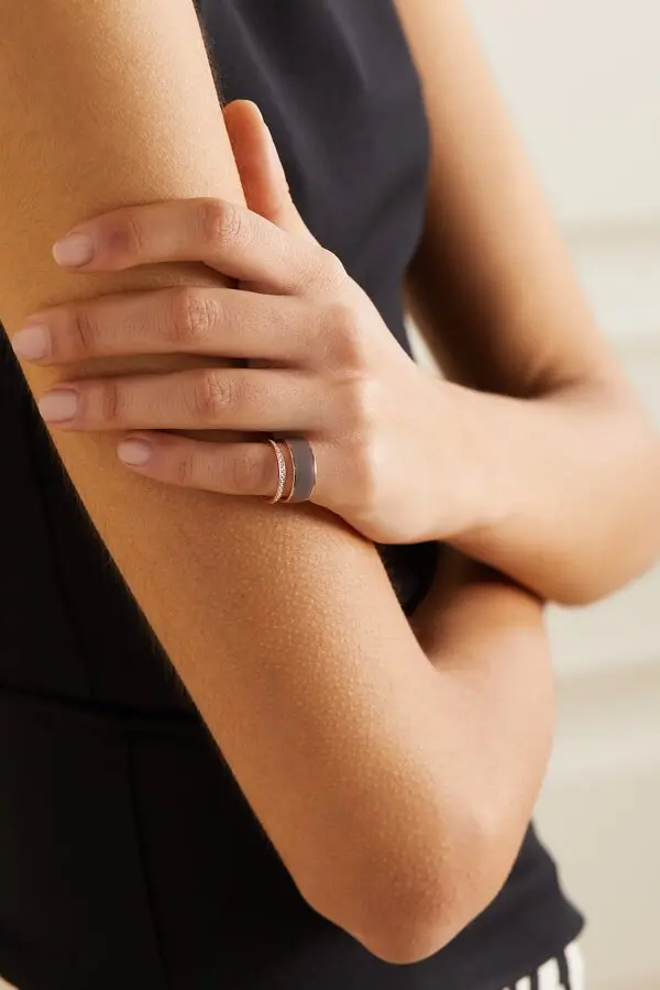 REPOSSI Berbere 18-karat Lacquer And Diamond Ring - Rose Gold