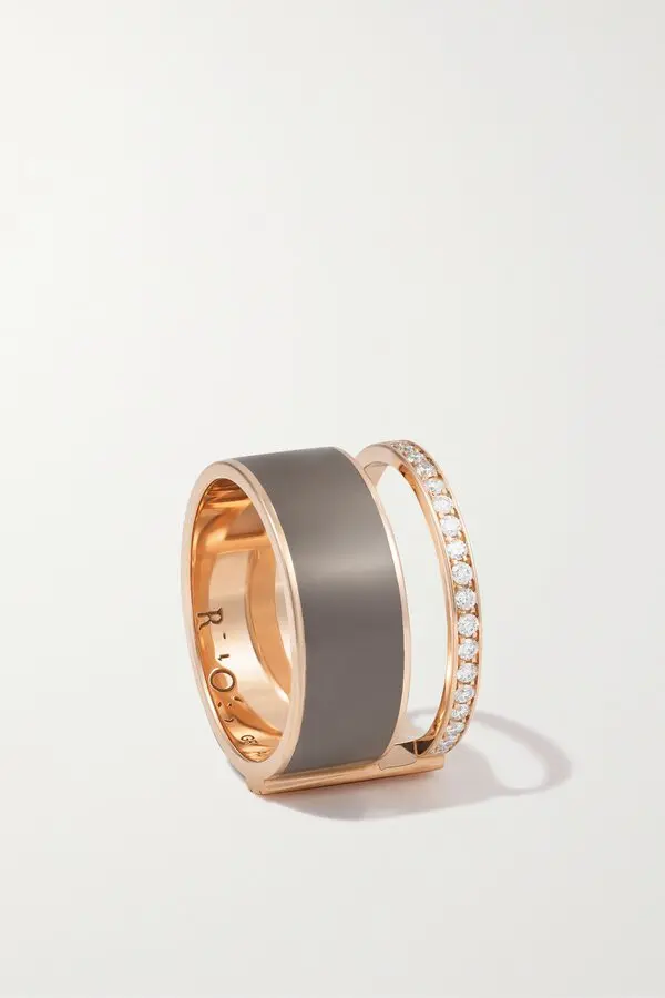 REPOSSI Berbere 18-karat Lacquer And Diamond Ring - Rose Gold