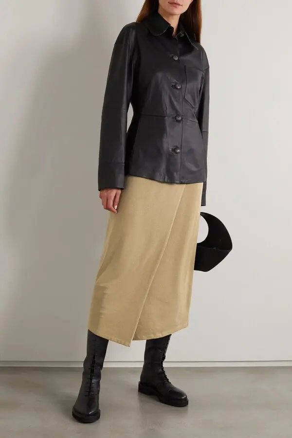 Vince Wrap-effect Stretch-cotton And Tencel-blend Midi Skirt