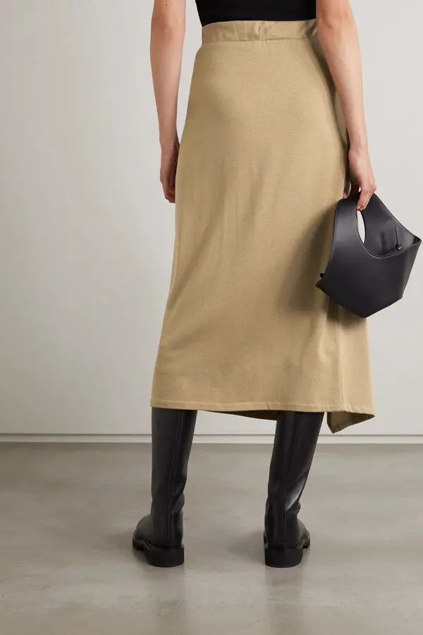 Vince Wrap-effect Stretch-cotton And Tencel-blend Midi Skirt