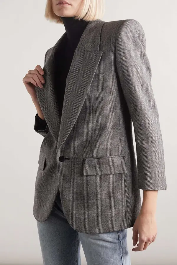 Saint Laurent Prince Of Wales Checked Wool Blazer