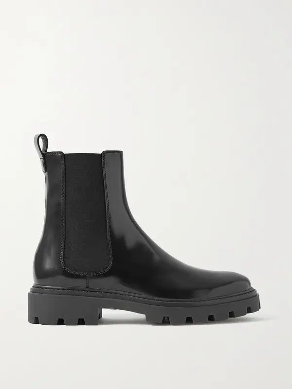 TOD'S Gomma Pesante Glossed-leather Chelsea Boots - Black