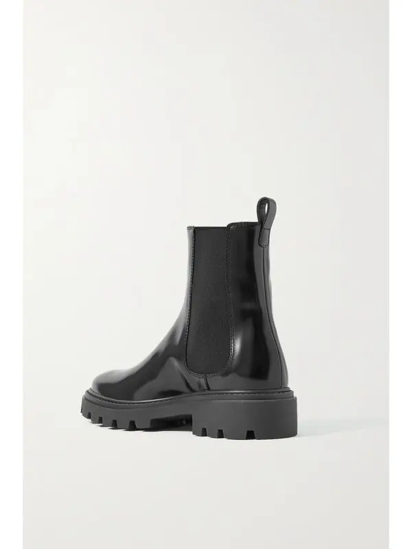 TOD'S Gomma Pesante Glossed-leather Chelsea Boots - Black