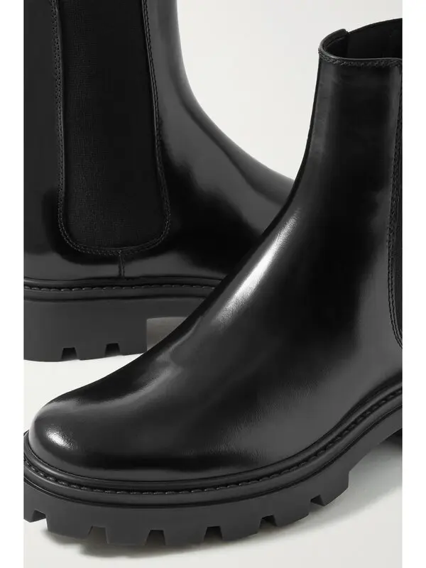 TOD'S Gomma Pesante Glossed-leather Chelsea Boots - Black