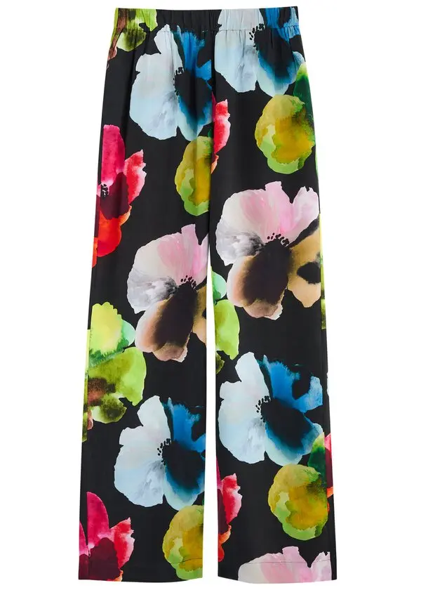 Stine Goya Floral-print Matte Satin Trousers - Multicoloured 1