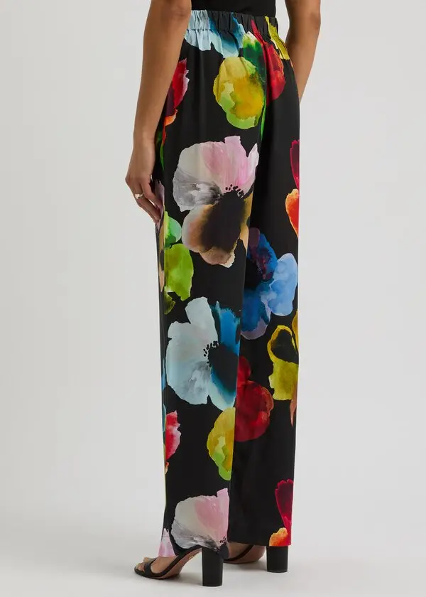 Stine Goya Floral-print Matte Satin Trousers